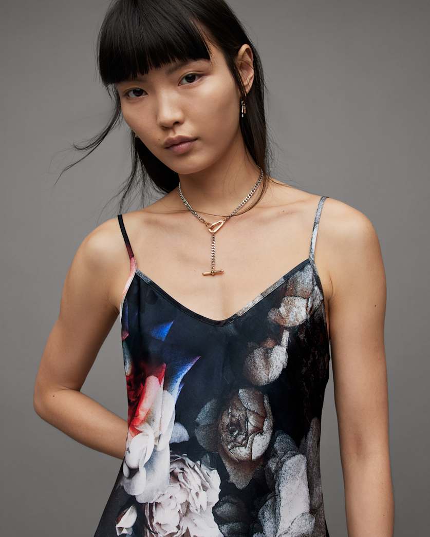 Bryony Rosalie Floral Midi Slip Dress BURNT UMBER | ALLSAINTS